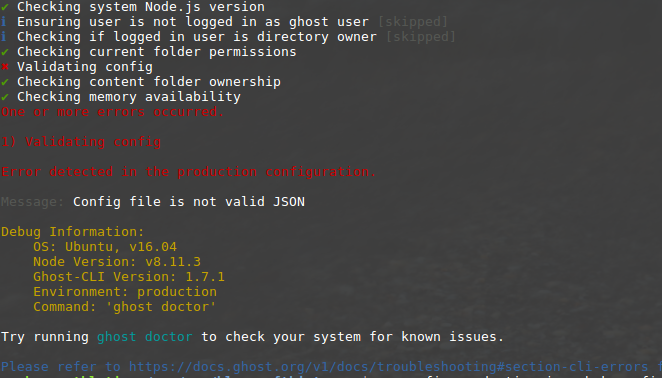 Blog Ghost error Validating Config - Softhints
