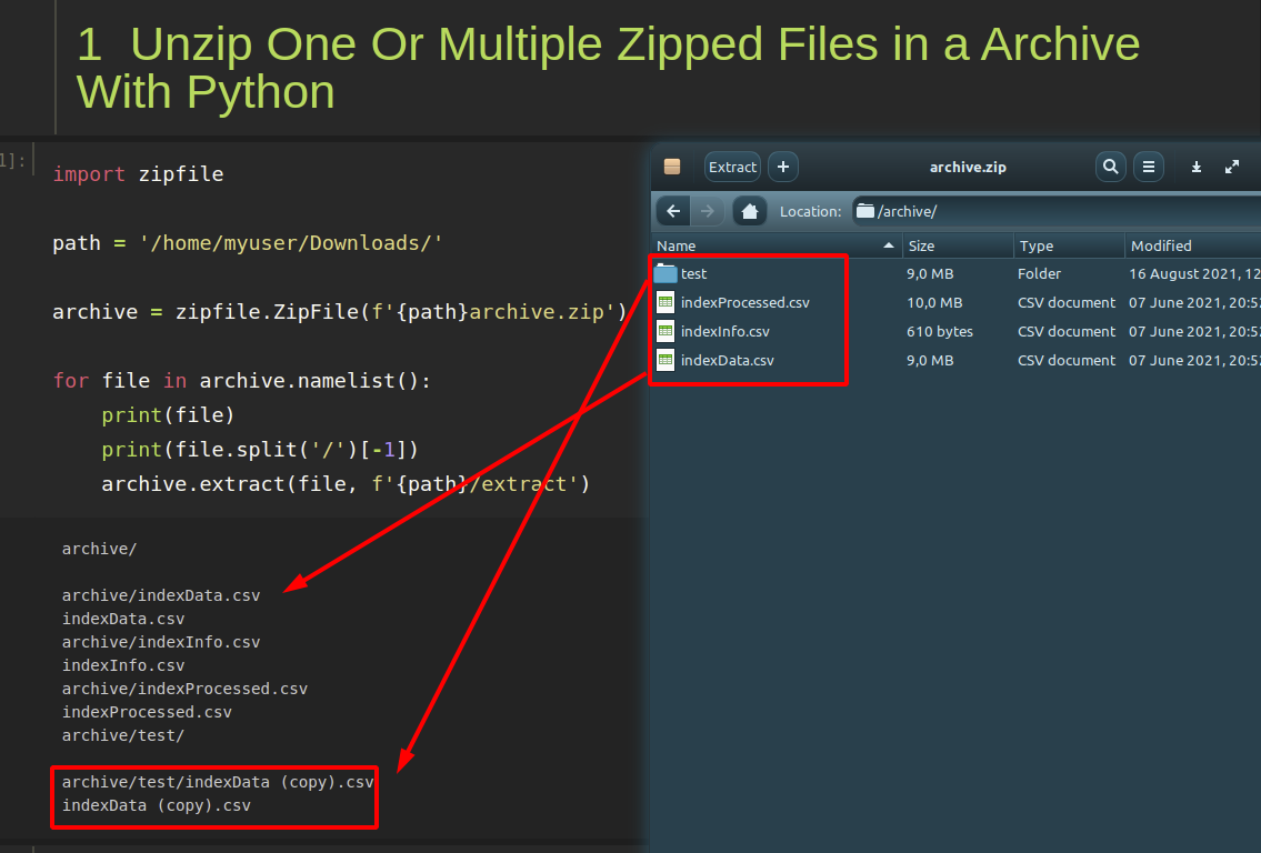Unzip One Or Multiple Zipped Files In A Archive With Python