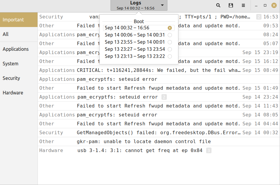 Linux Mint Recovery Mode or Advanced Boot Options